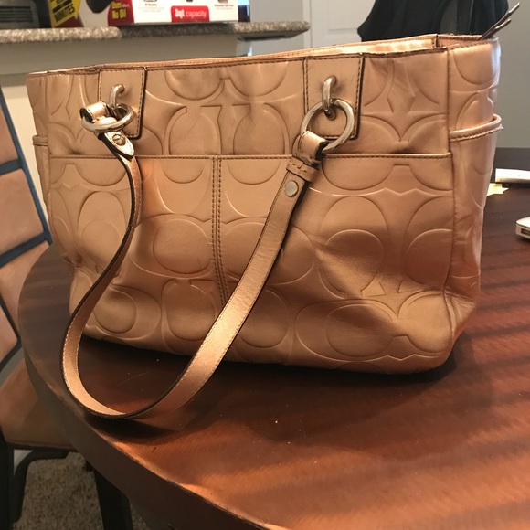 Coach | Bags | Coach Metallic Gold Embossed Leather Gallery Bag | Poshmark